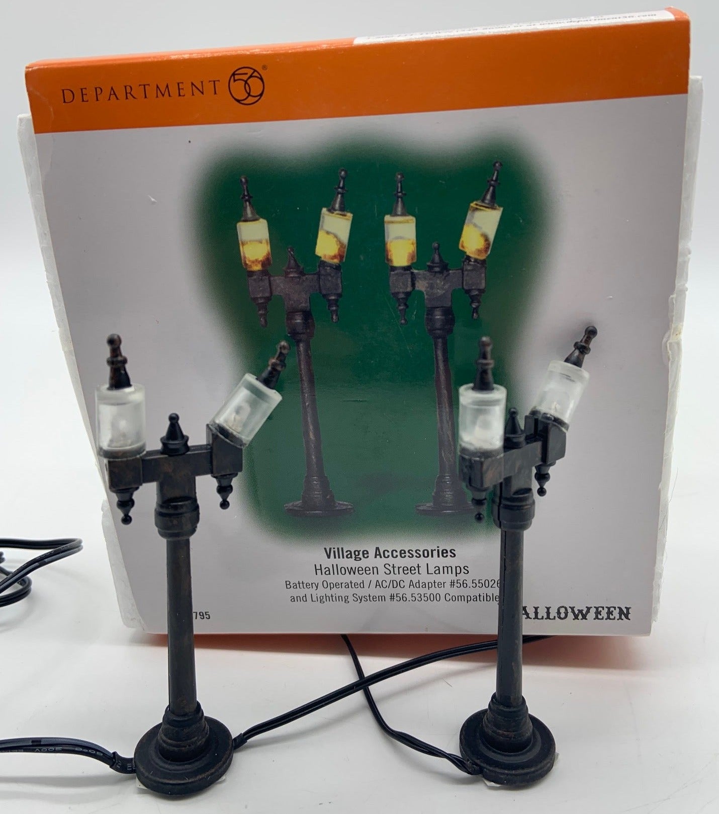 Dept 56- Snow Village Halloween "Halloween Street Lamps" accessory l ...